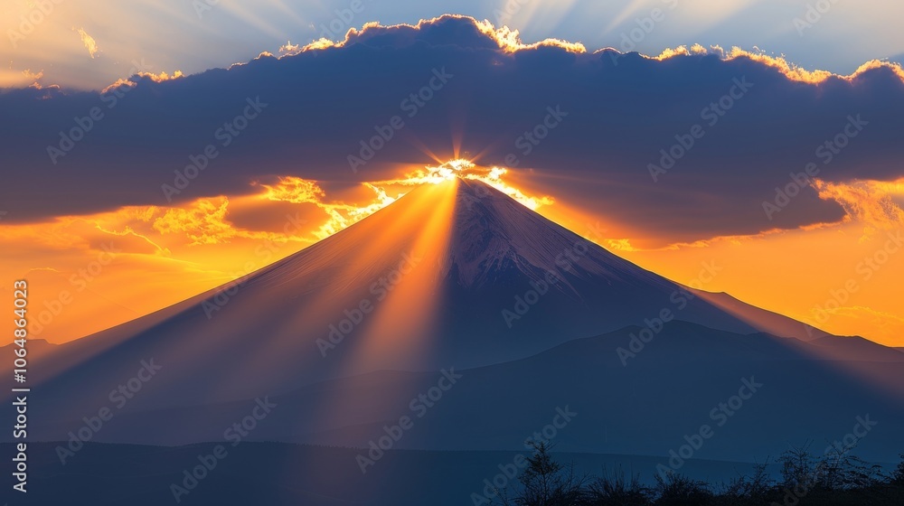 Sunlight breaking through clouds over mount ararat with noah s ark in ...