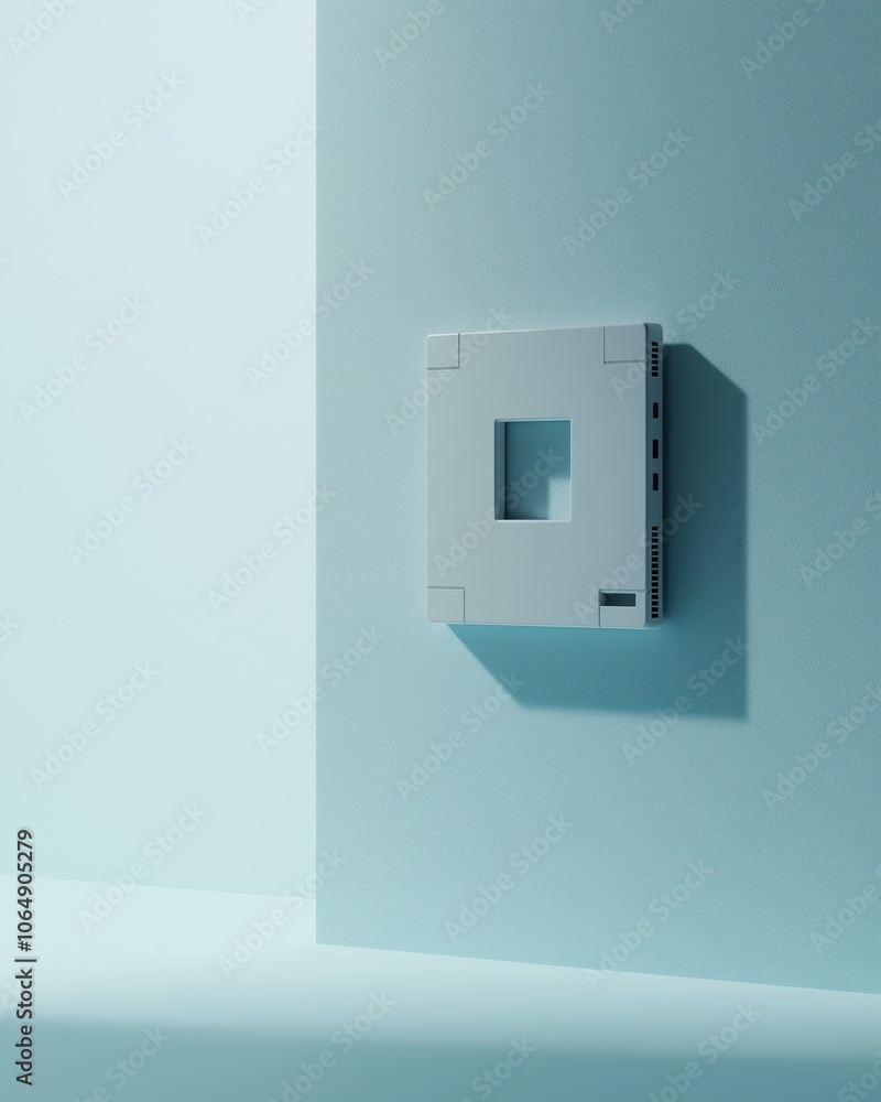 A vintage floppy disk leaning against a light blue wall, evoking ...