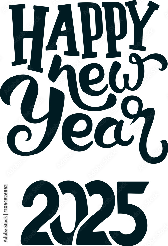 Happy New Year 2025, typographic template, calendar cover. Vector ...