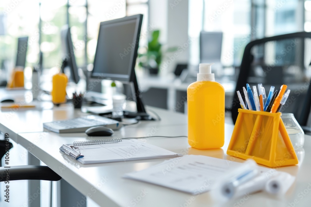 Clean and disinfected office space with posted safety protocols, Safety ...