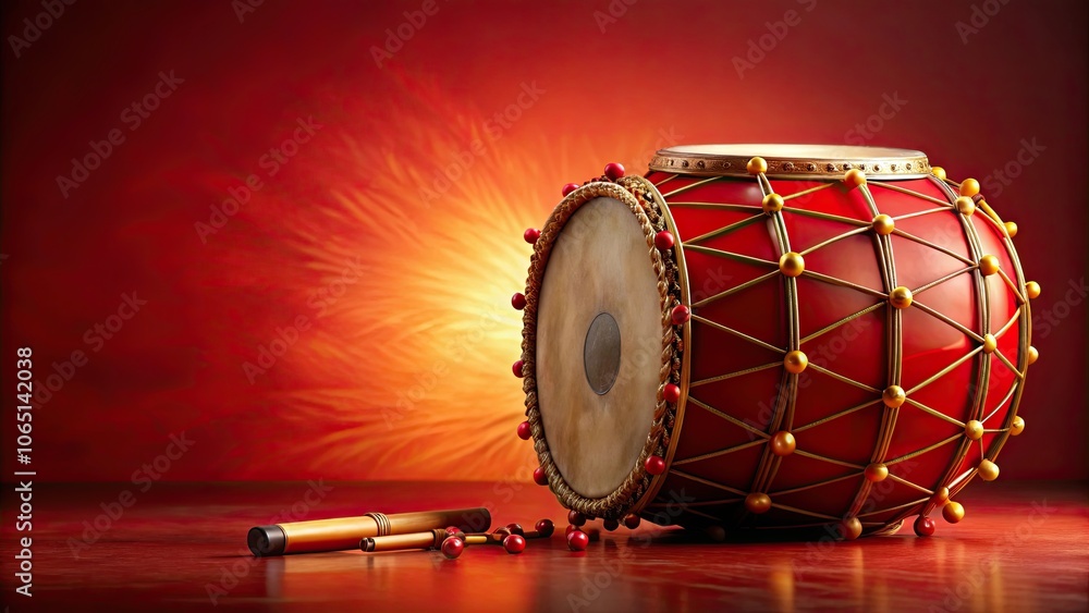 Dhak drums on red background for Durga Puja festival , dhak, drum ...