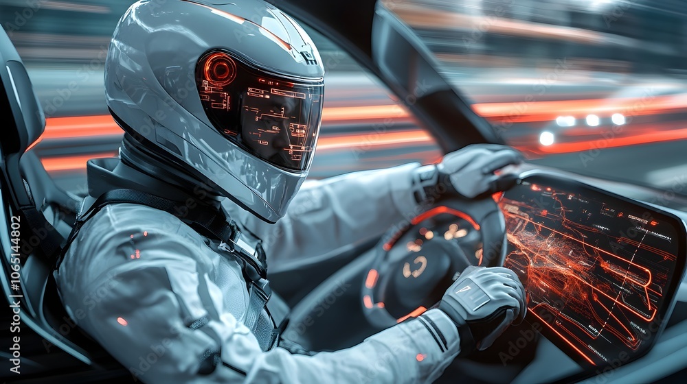 Augmented Reality Display with GPS Map and Turn Arrows in Futuristic ...