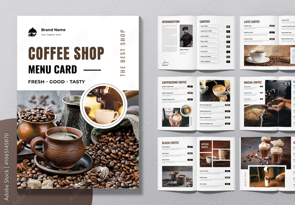 Coffee Shop Menu Card Booklet Layout Stock Template | Adobe Stock