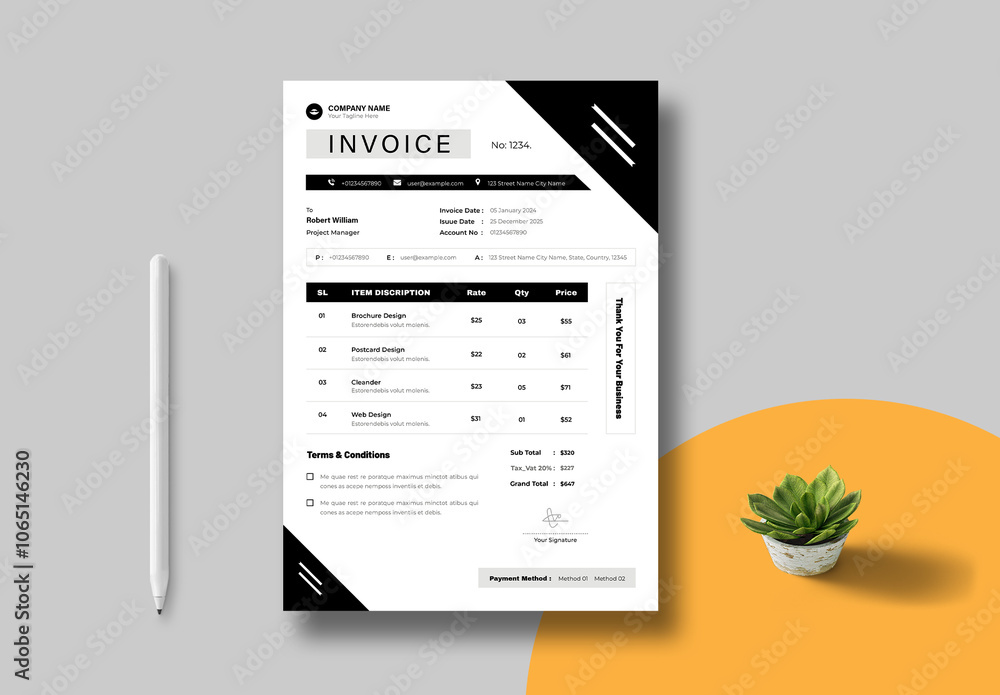 Invoice Template Layout Stock Template | Adobe Stock
