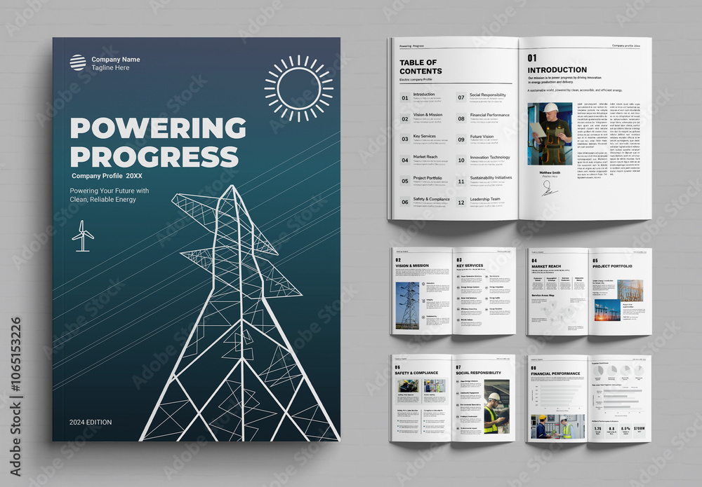 Electric Company Profile Stock Template | Adobe Stock