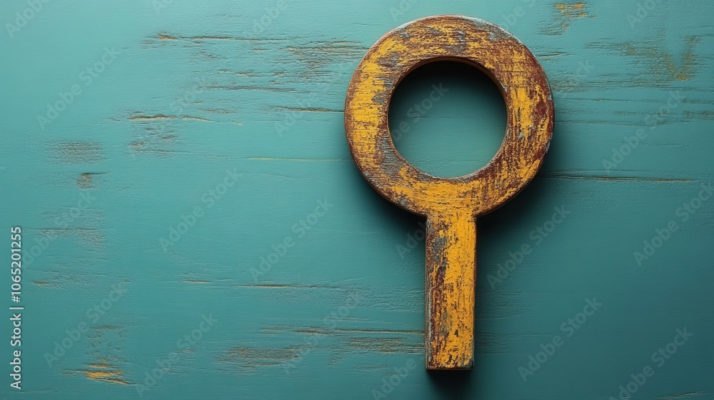 This artwork features a rustic wooden magnifying glass showcasing its ...