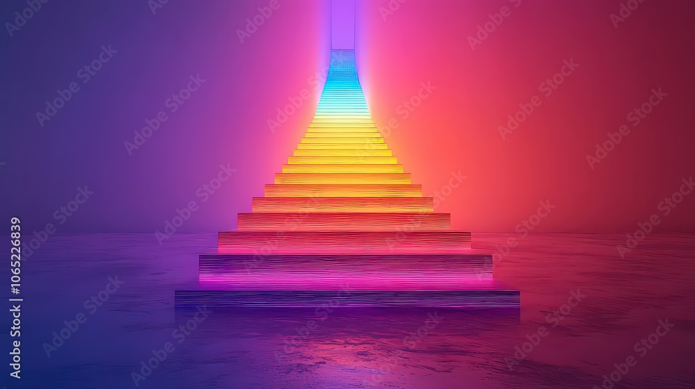 Ladder with rungs changing colors from dark to light as they go higher ...