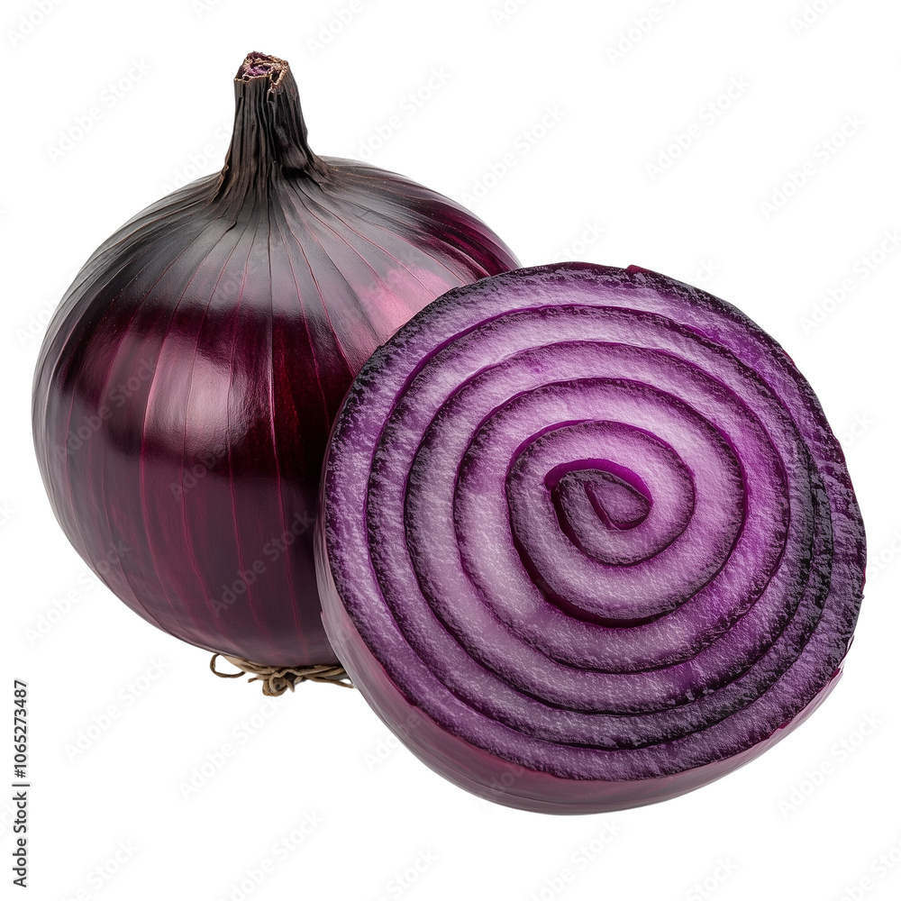 Crimson Red Onion: A vibrant, halved red onion showcases its intricate ...