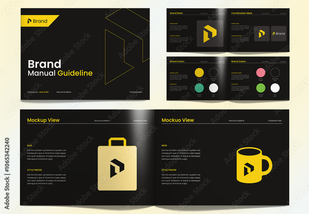 Brand Manual Guideline Booklet Layout Stock Template | Adobe Stock