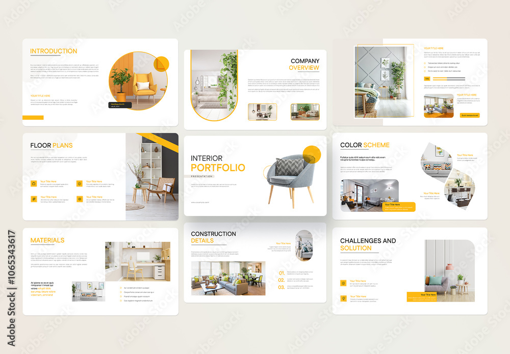 Interior Design Presentation Layout Stock Template | Adobe Stock