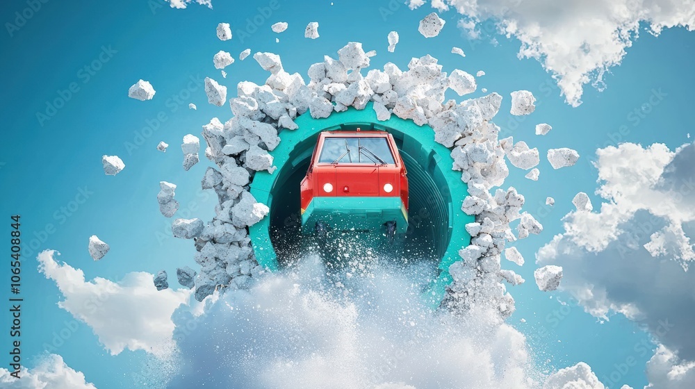 A tunnel boring machine cutting through rock underground, advancing the ...