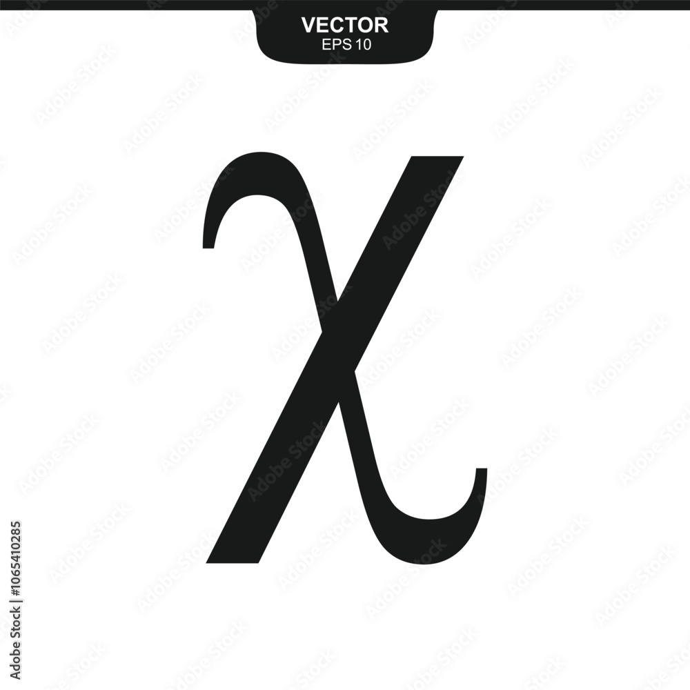 Chi lowercase symbol, third letter of the Greek alphabet, value of ...