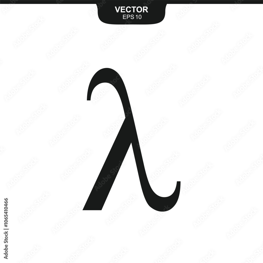 Lambda lowercase symbol, third letter of the Greek alphabet, value of ...