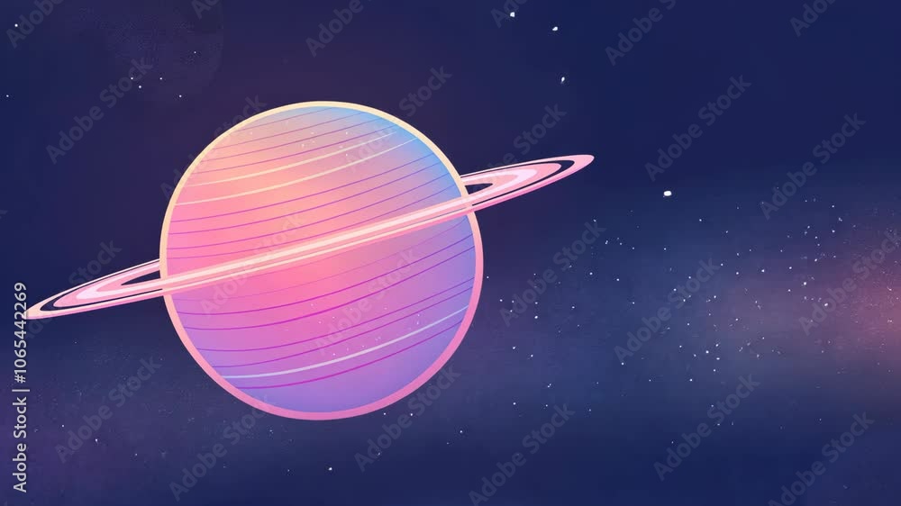 Vibrant Saturn-Like Planet in Starry Universe Digital Vector Artworks ...