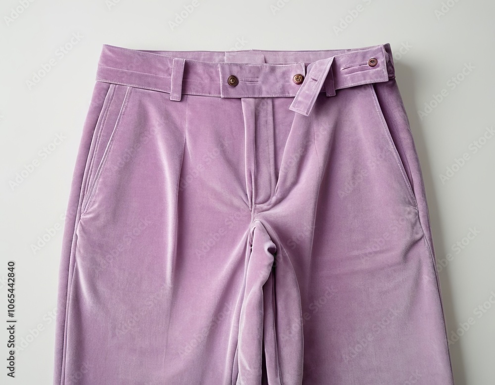 Stylish, light purple velvet pants with a modern cut, showcasing fine ...