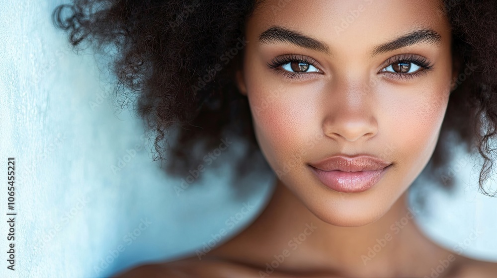 Beauty portrait of a healthy black woman highlighting her clean face ...