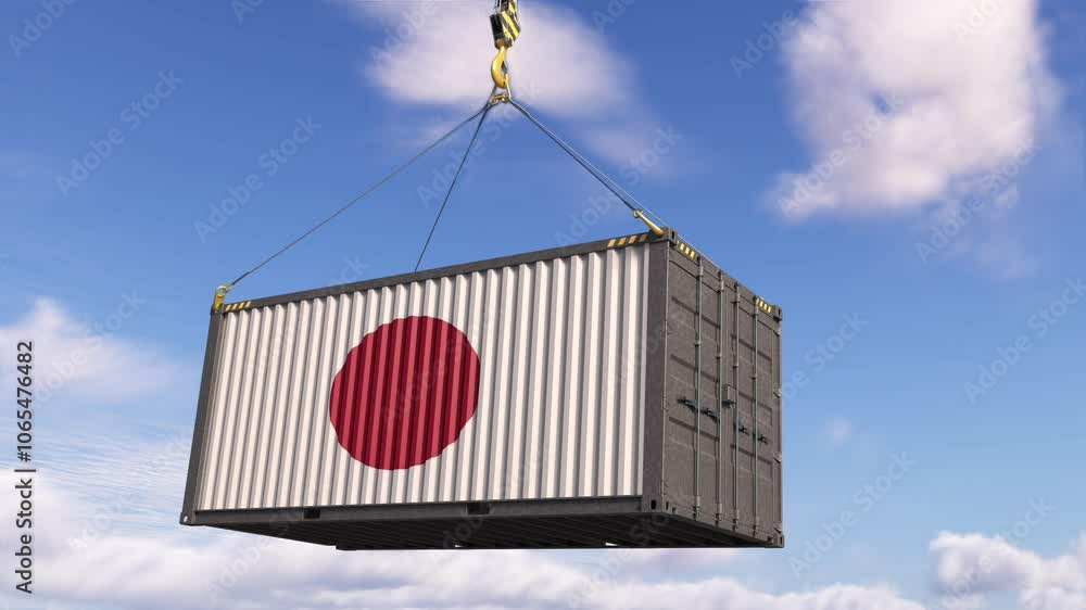 This visual concept reflects Japan's maritime logistics and trade. A ...