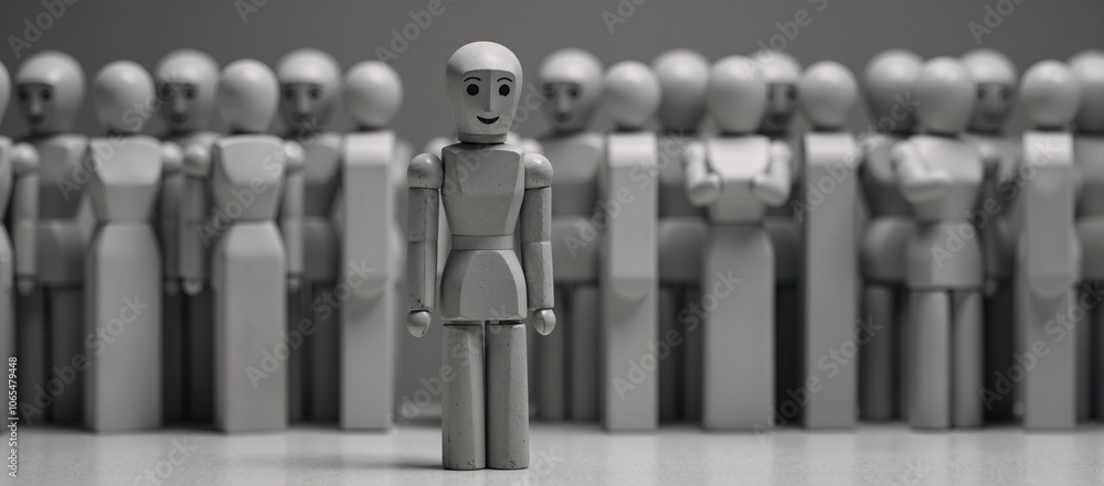 Foto de Black White wooden figurines portraying themes of racism ...