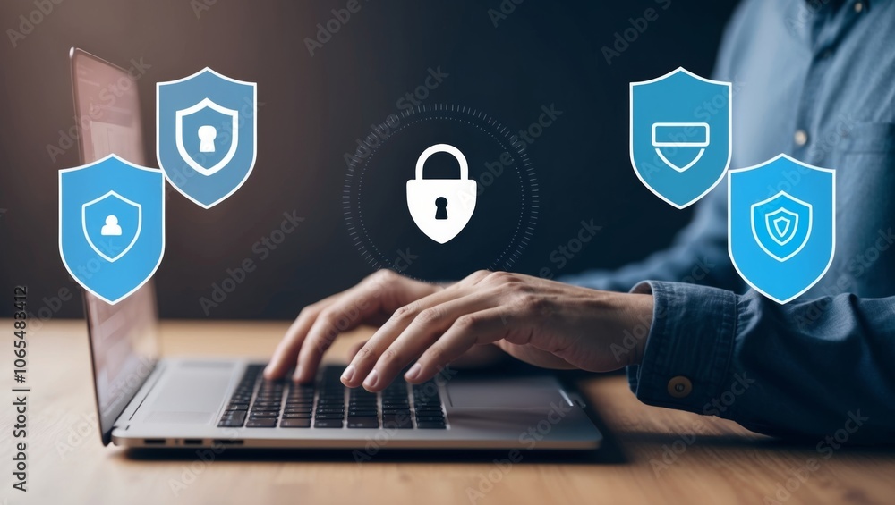 Cybersecurity Concept: Programmer with Password Screen and Security ...