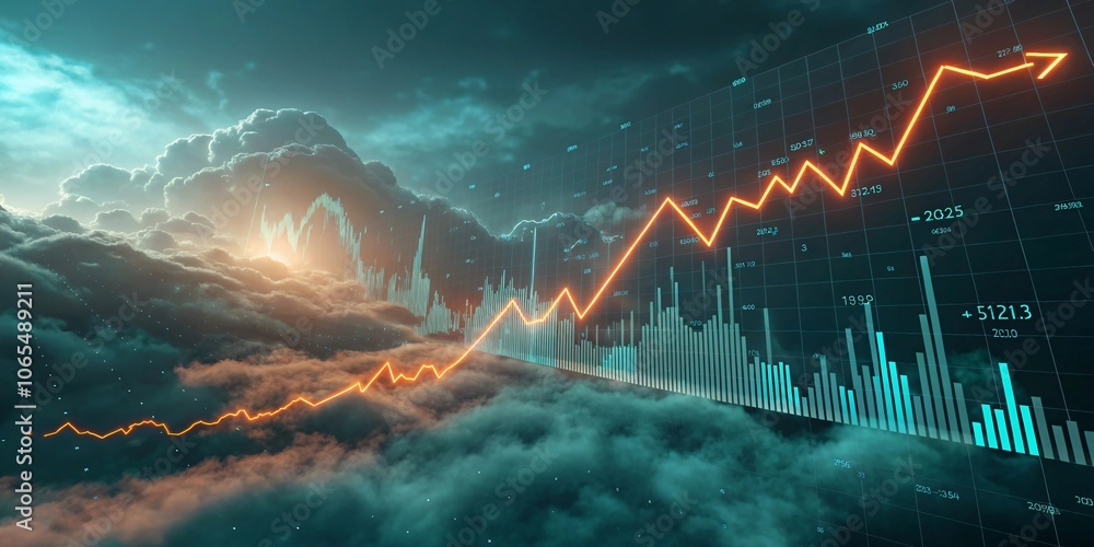 Cinematic 3D Visualization of a Futuristic Stock Market Under a ...