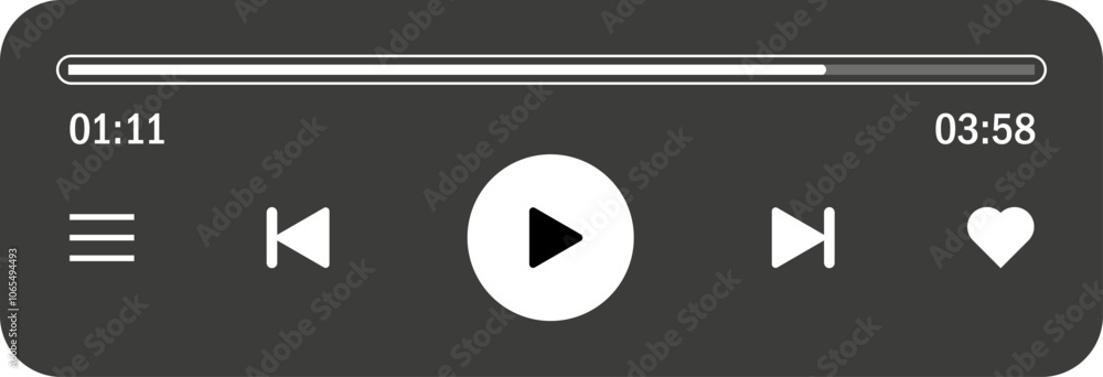 "Modern music player UI vector with controls for app design." Stock ...