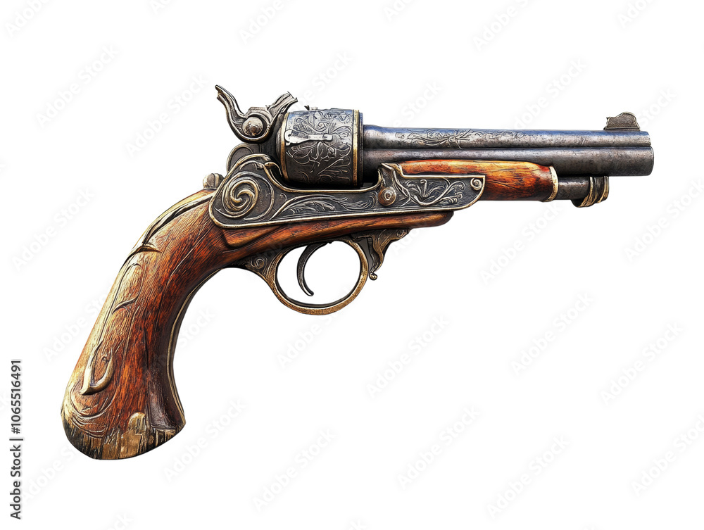 Poster Old pirate flintlock pistol isolated transparent background ...