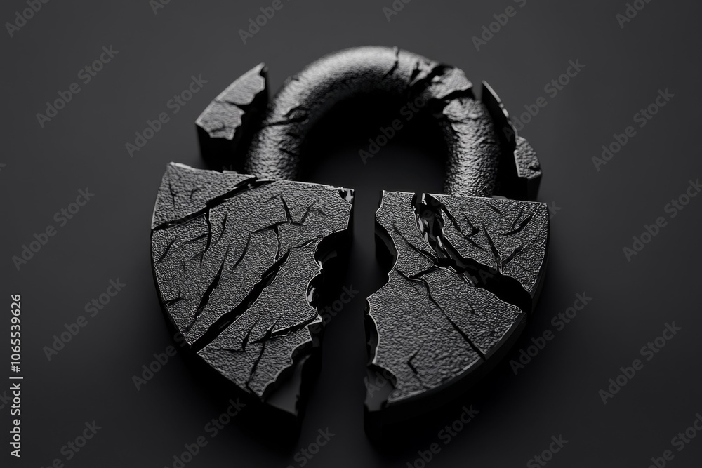 Minimalist depiction of a broken lock symbol, capturing the concept of ...