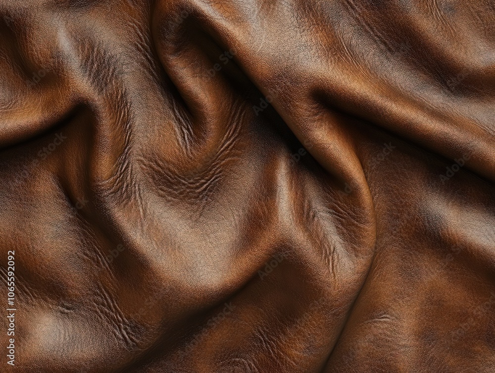 A luxurious leather seamless texture pattern in rich brown tones with ...