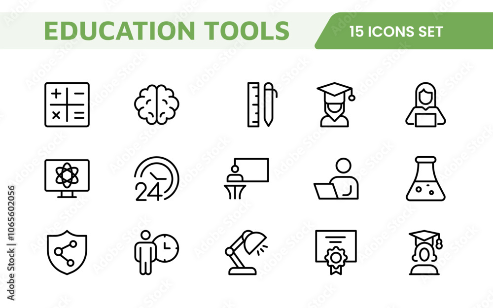 Education Tools Icon Set. Engaging and versatile icons for learning ...