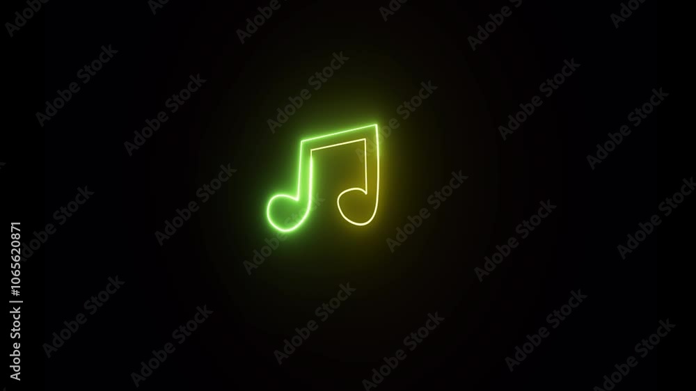 Neon music icon video animation abstract musical note icon. Music ...