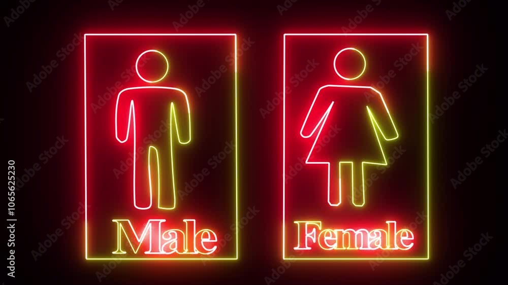 Neon people animation icon man person .Male and female simple icon ...