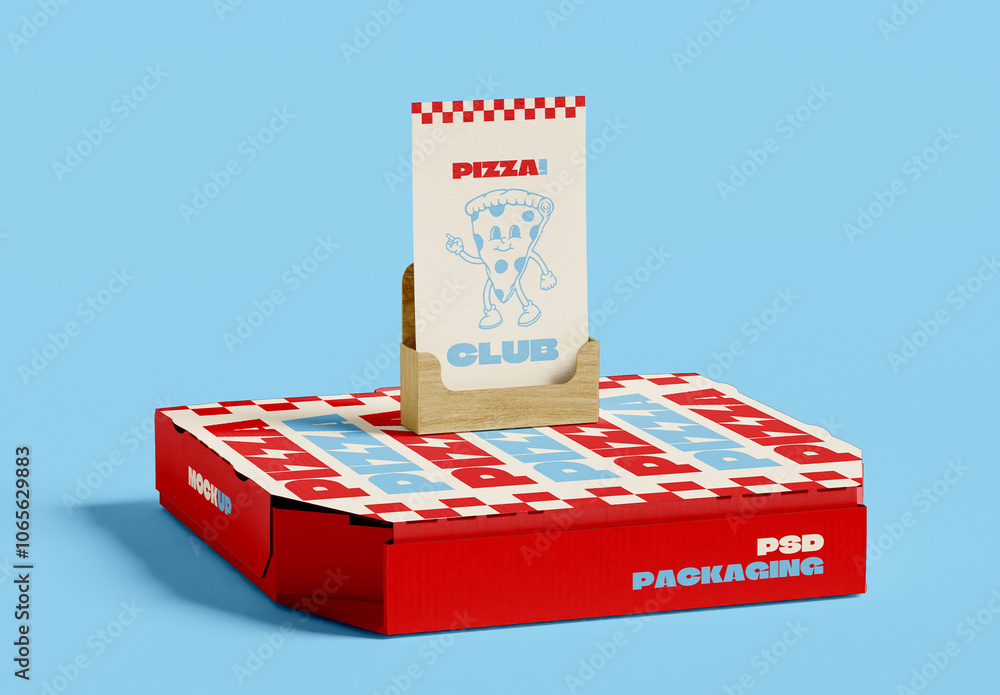 Standing Menu on Pizza Box Mockup Stock Template | Adobe Stock