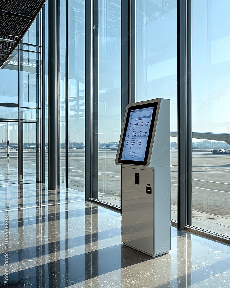 Airline check-in kiosk with touchscreen display Airport kiosk, modern ...