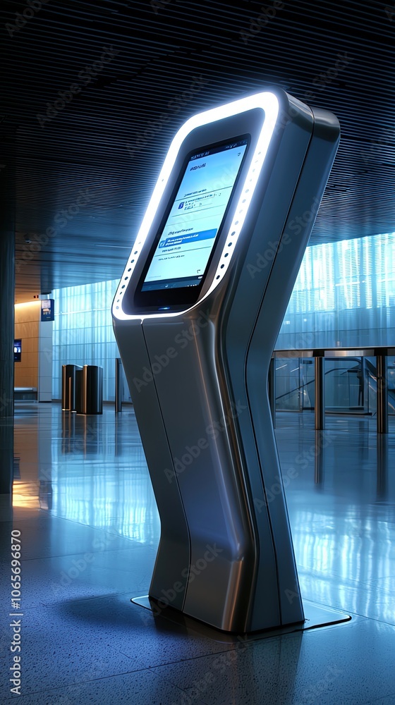 Airline check-in kiosk with touchscreen display Digital kiosk, white ...