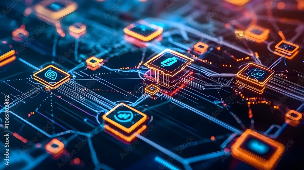 Blockchain Paper Cut Style with Layered Blocks Connections and Digital ...