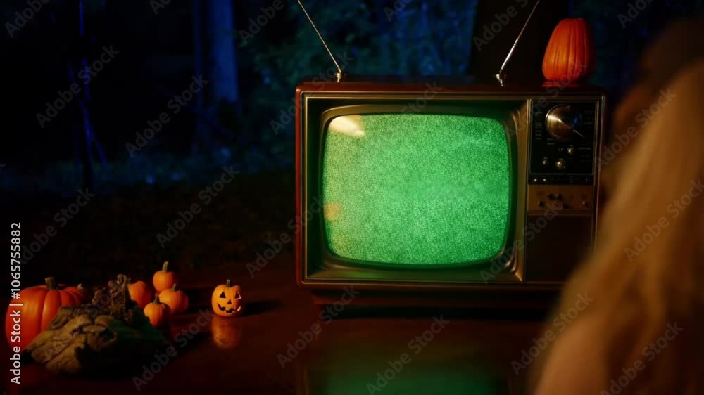 Retro TV, vintage television In a nostalgic setup, a retro TV displays ...