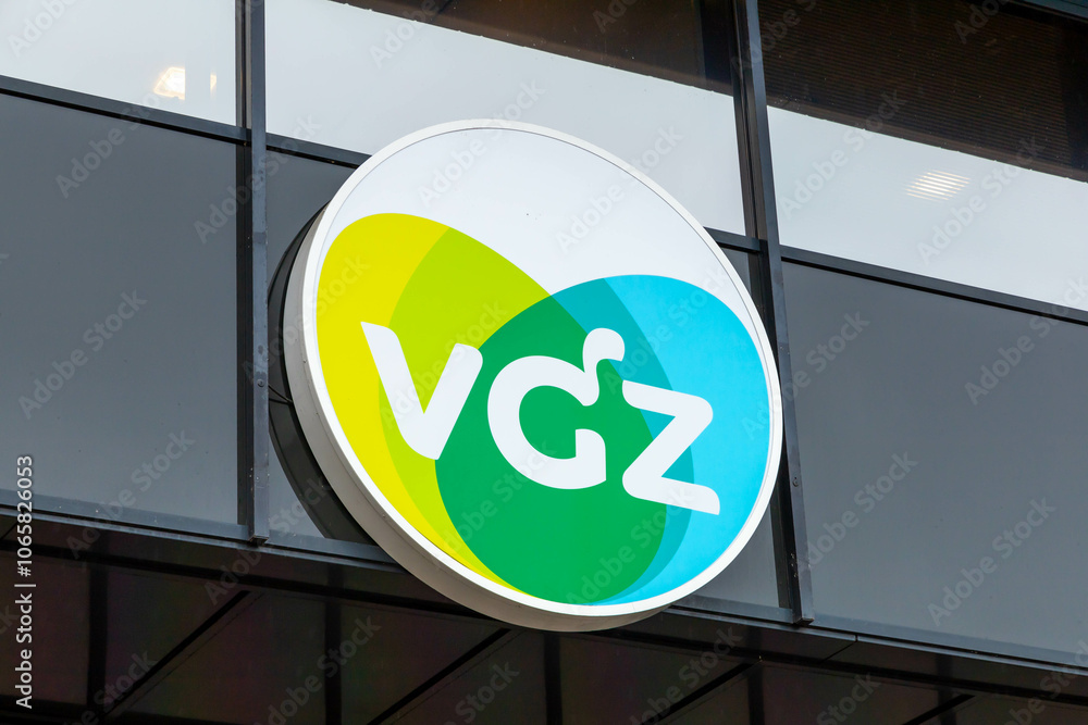 VGZ logo sign above the entrance. VGZ is one of the largest non-profit ...