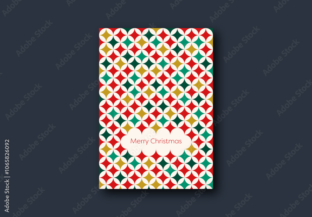 Christmas Card Template with Geometric Star Pattern Stock Template ...