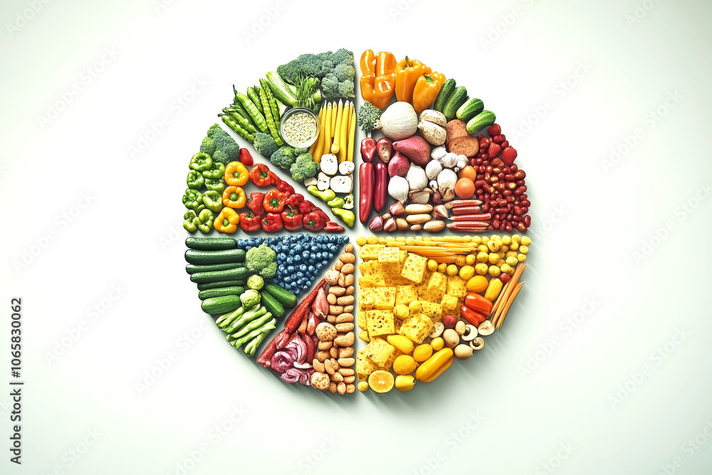 Nutrient-Dense Pie Chart of Fresh Food Groups for Balanced Diet Stock ...