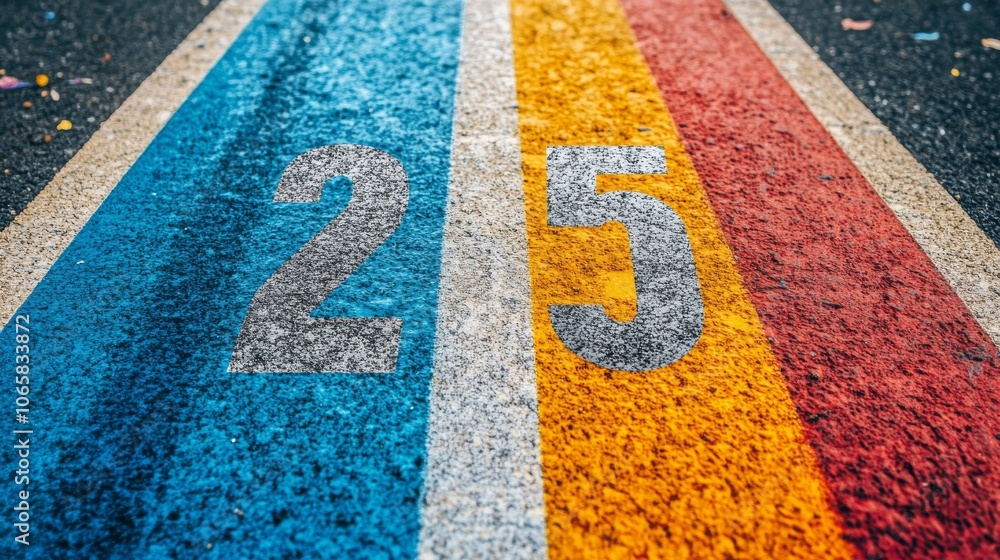 The year 2025 is marked on a running track, symbolizing new beginnings ...