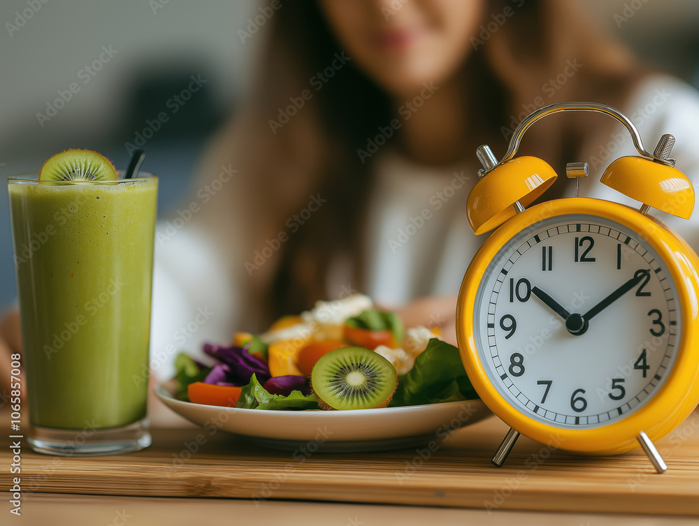 This image features a woman practicing intermittent fasting. Thanks to ...