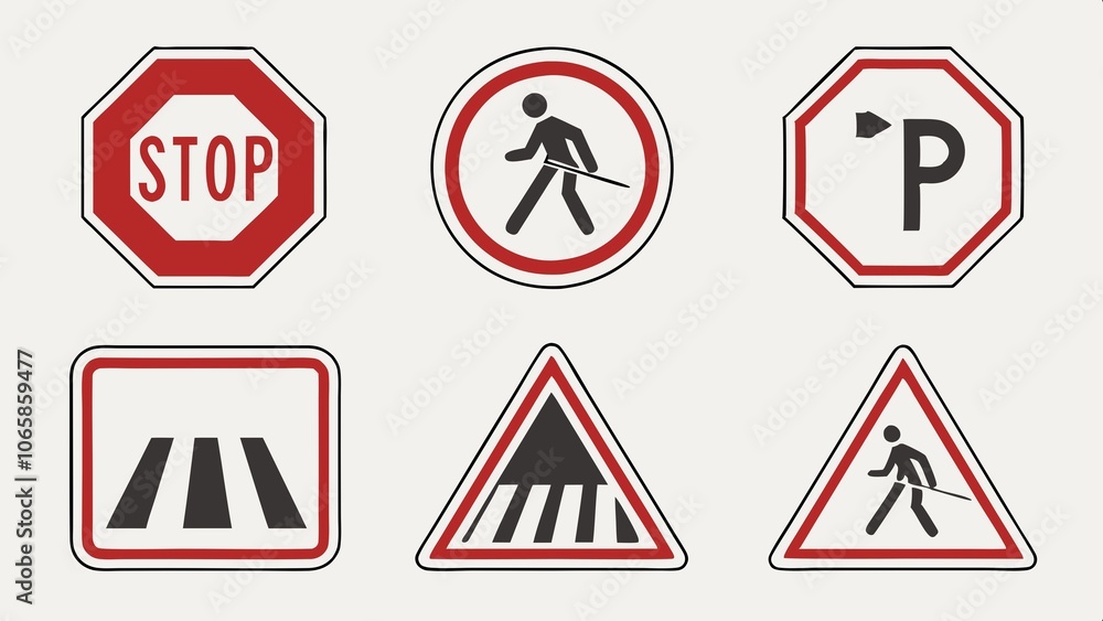 road signs isolated on white, illustration of a road signs, road signs ...