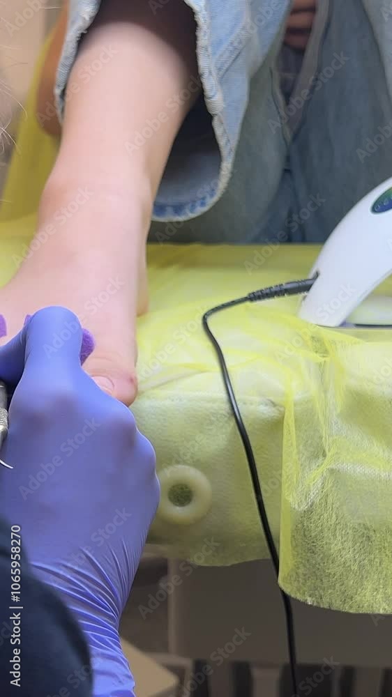Pedicure master uses nail clippers while cutting toenails in pedicure ...