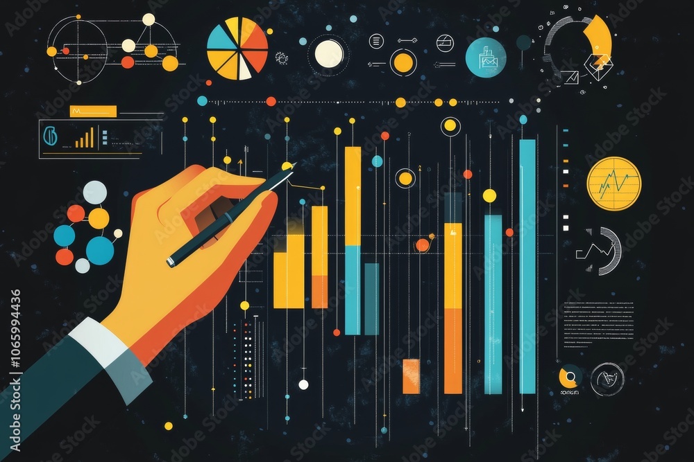 Businessman illustrates digital project management with gantt chart and ...