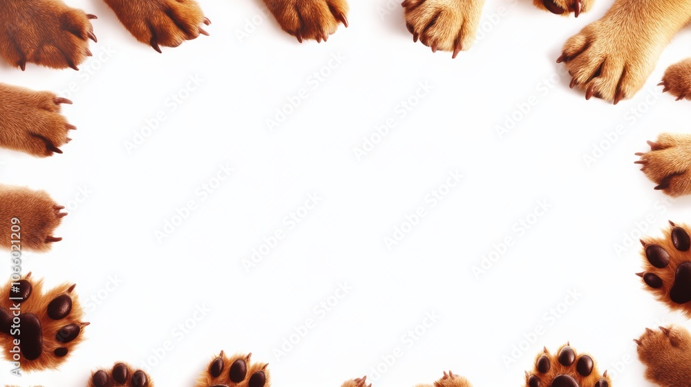 Animal paw prints border design, ideal for pet-themed projects ...