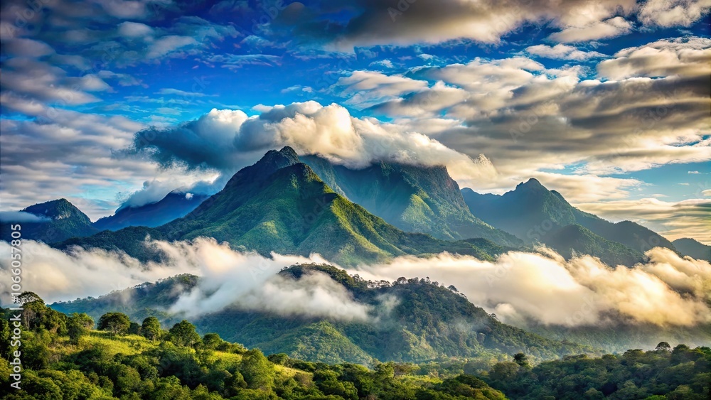 Majestic mountains in Honduras with clouds covering the peaks, Honduras ...