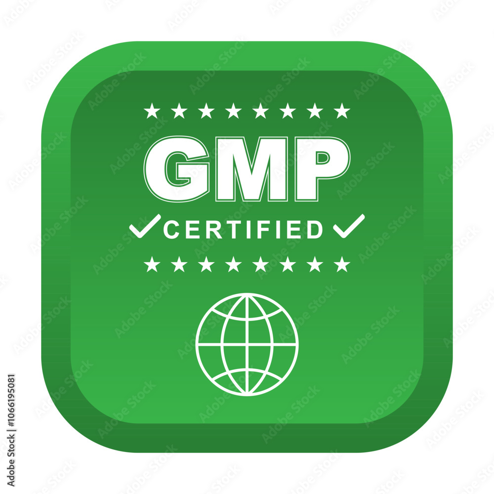GMP Certified label , Good Manufacturing Practice Green Rounded ...