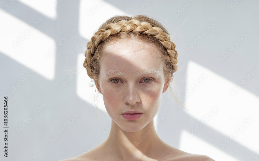 Braided Crown: A fresh and airy close-up shot of a face, emphasizing ...
