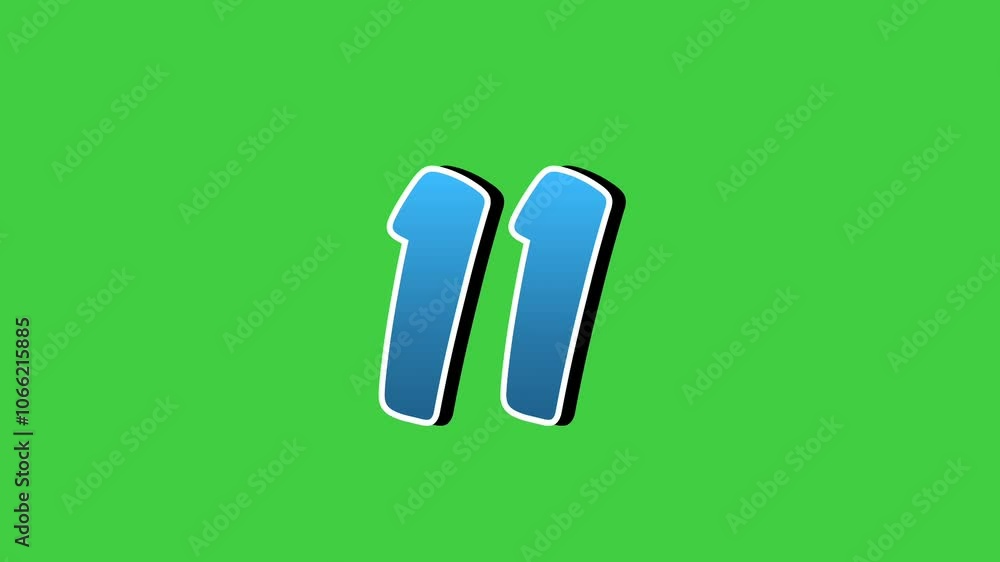 Number 11 eleven symbol sign animation motion graphics cartoon blue ...