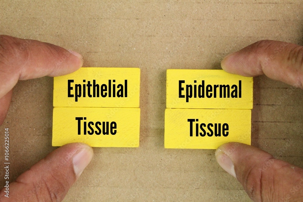 yellow wood with the words epithelial tissue and epidermal tissue. Both ...